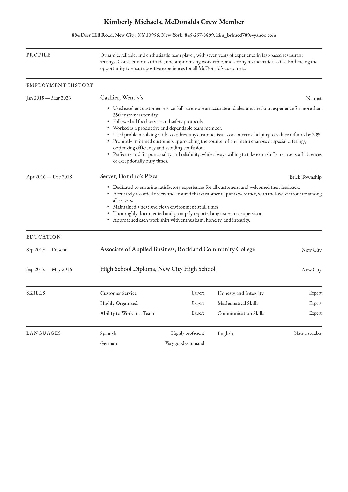 Mcdonalds Resume Sample 32 Chef Resume Examples & Guide | | PDF Files