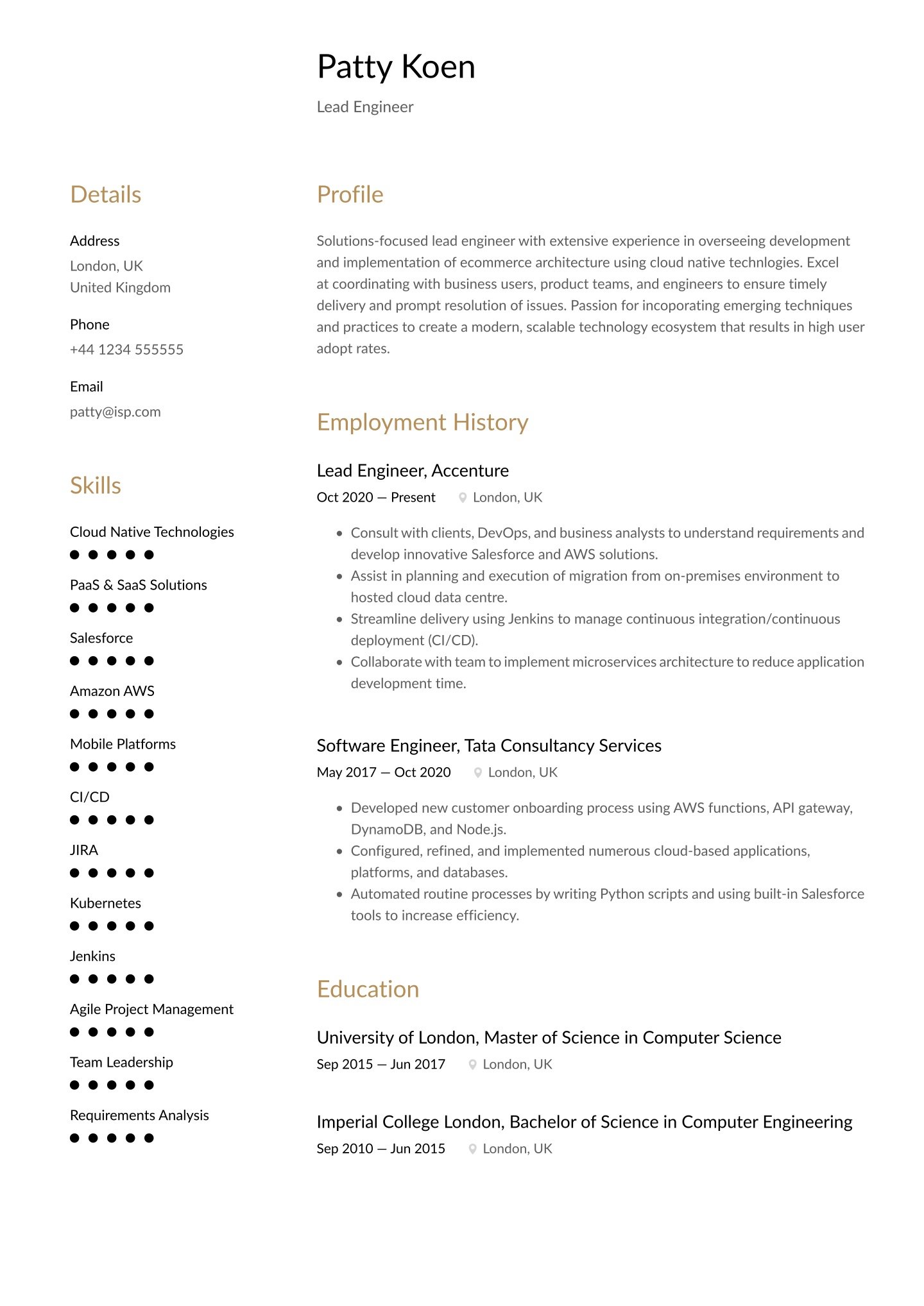 Engineering Cv Materials Engineer Resume Sample | MintResume
