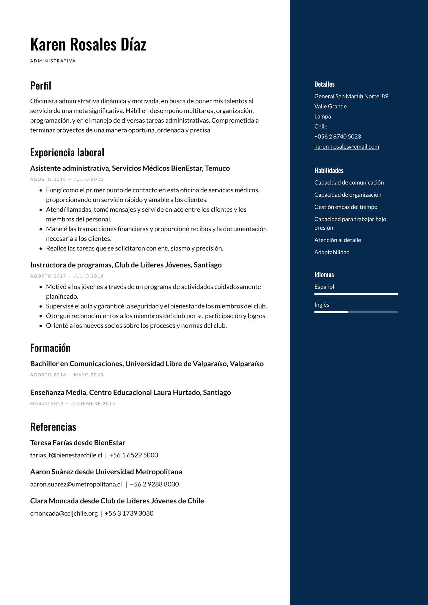Curriculum Vitae De Administrativo Ejemplos Y Plantillas