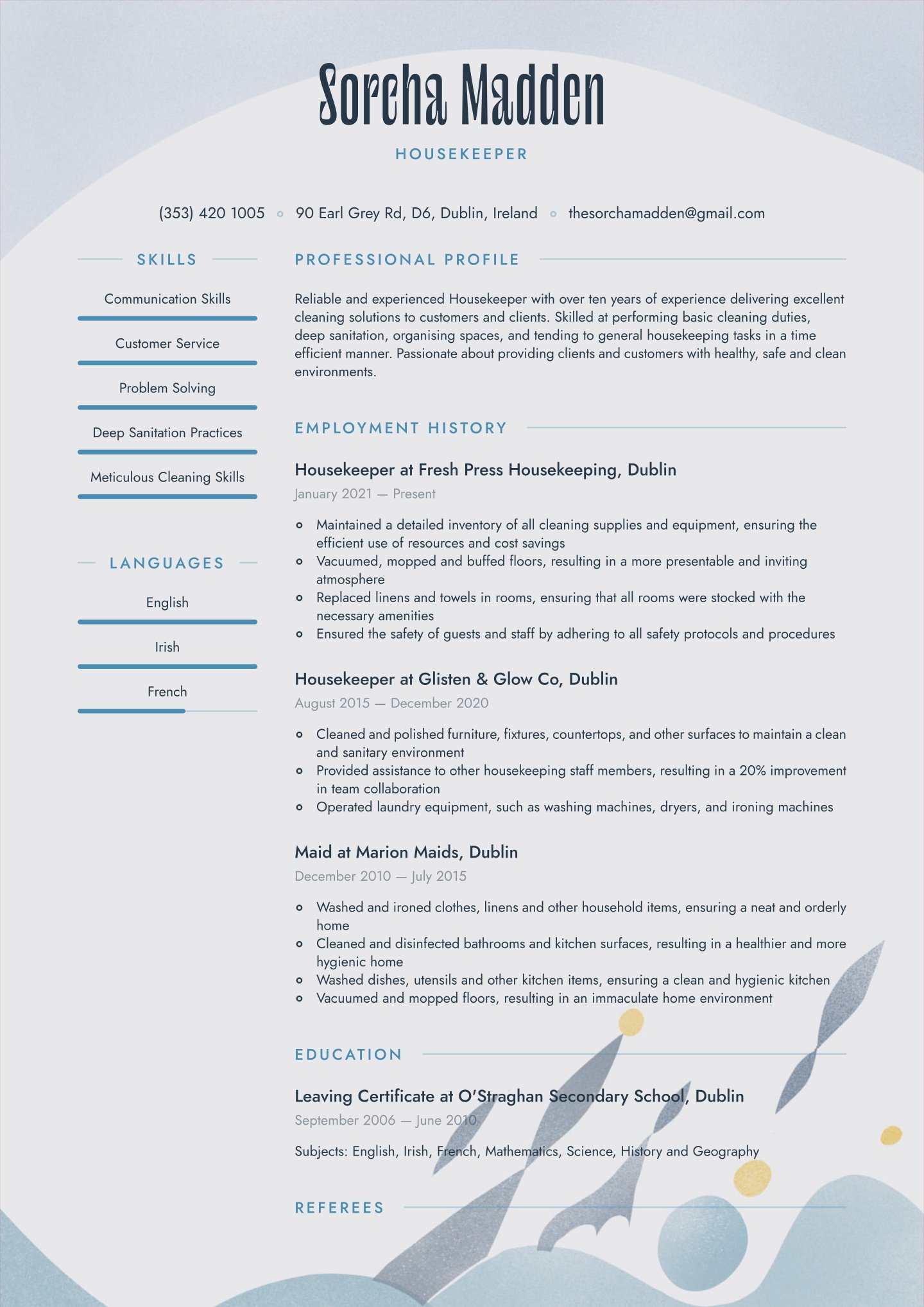 Resume Examples For Housekeeping 11 Hotel Housekeeping Resume Examples