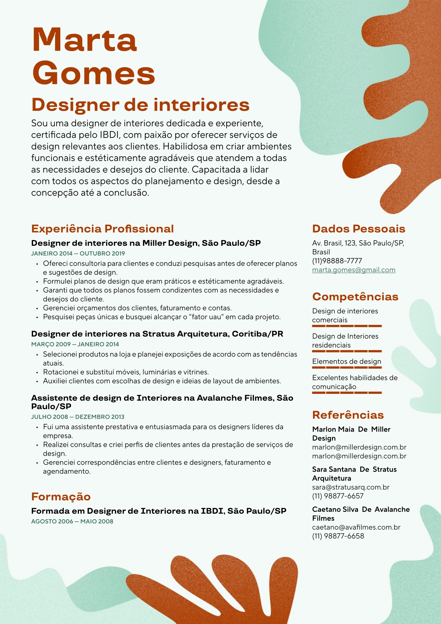 Ejemplo De Currículum De Decorador De Interiores Estética En