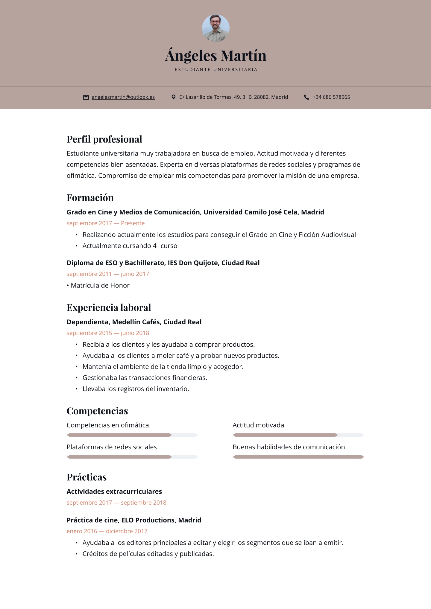 Ejemplos De Currículum Para Estudiantes De Secundaria