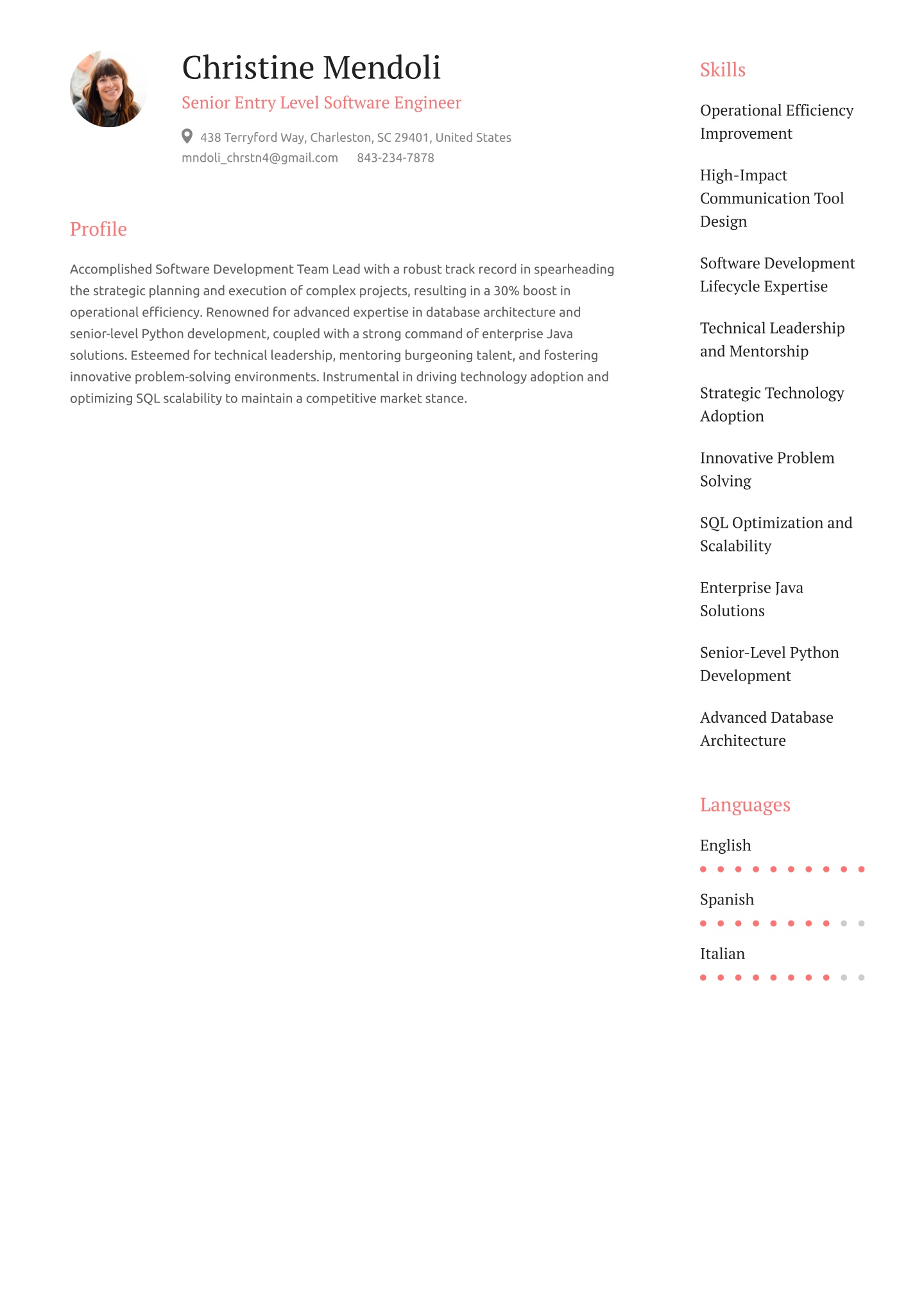 Entry level Software Engineer Resume Examples Templates 2025 Resume.io